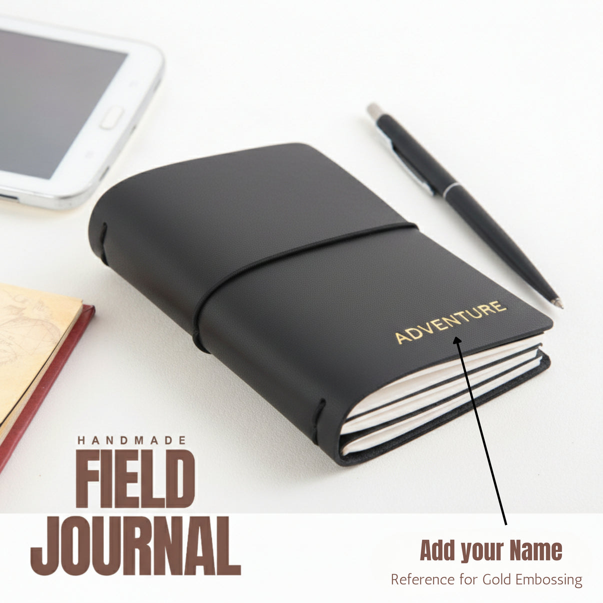 Field Journal - Black (With your Name Customisation) – The Leather Chef