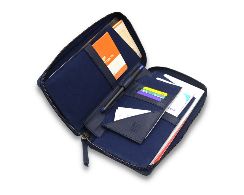 Bank Organiser - Blue (Full Leather) – The Leather Chef