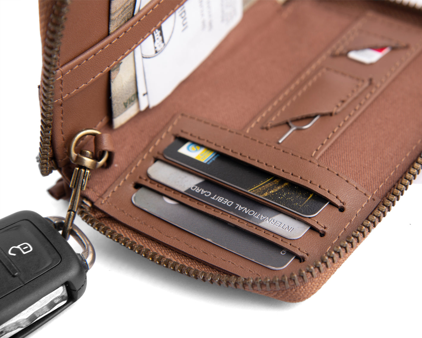 Compact Zipper Wallet Tan The Leather Chef