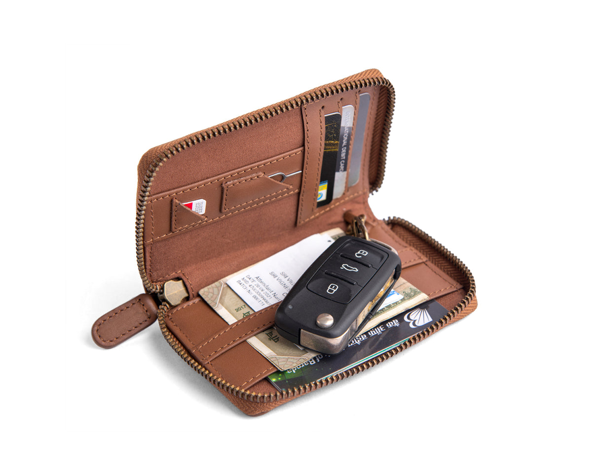 Compact Zipper Wallet Tan The Leather Chef