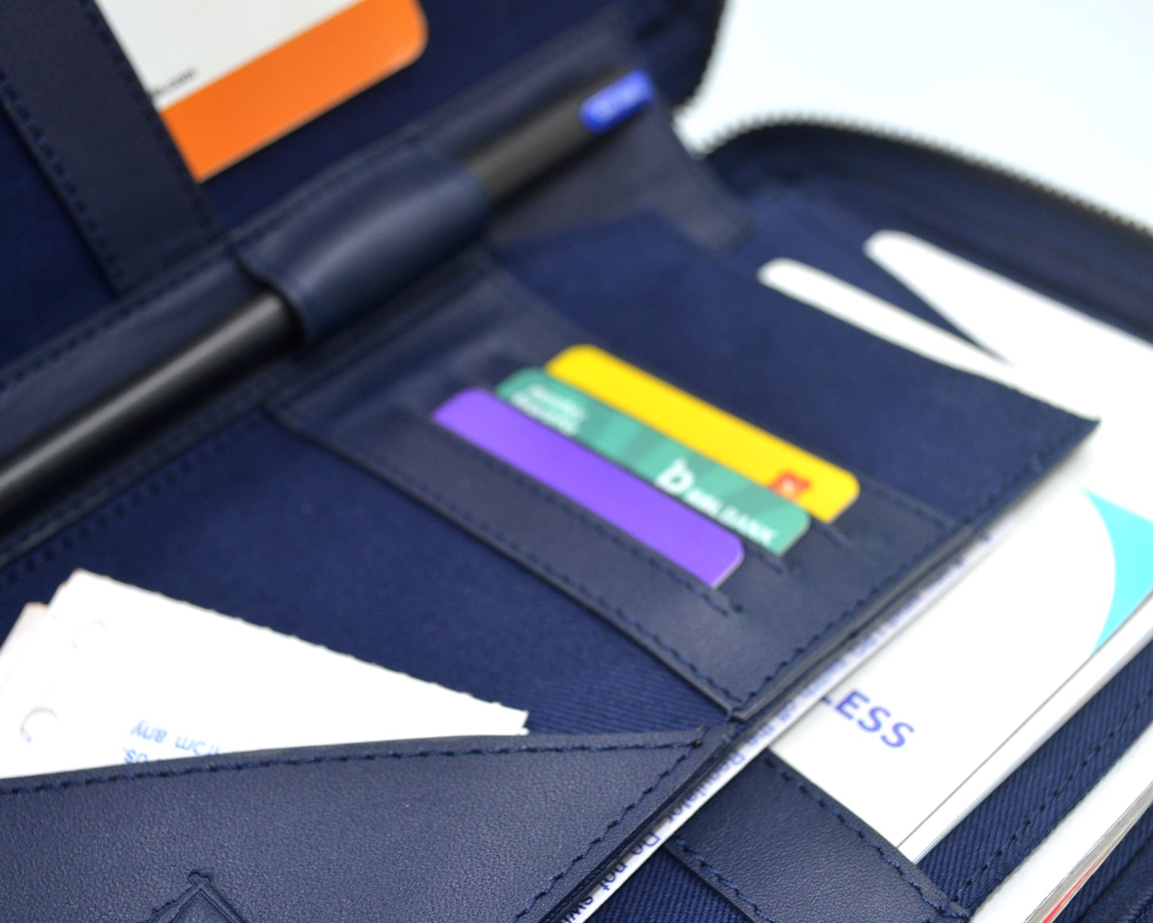Bank Organiser - Blue (Full Leather) – The Leather Chef