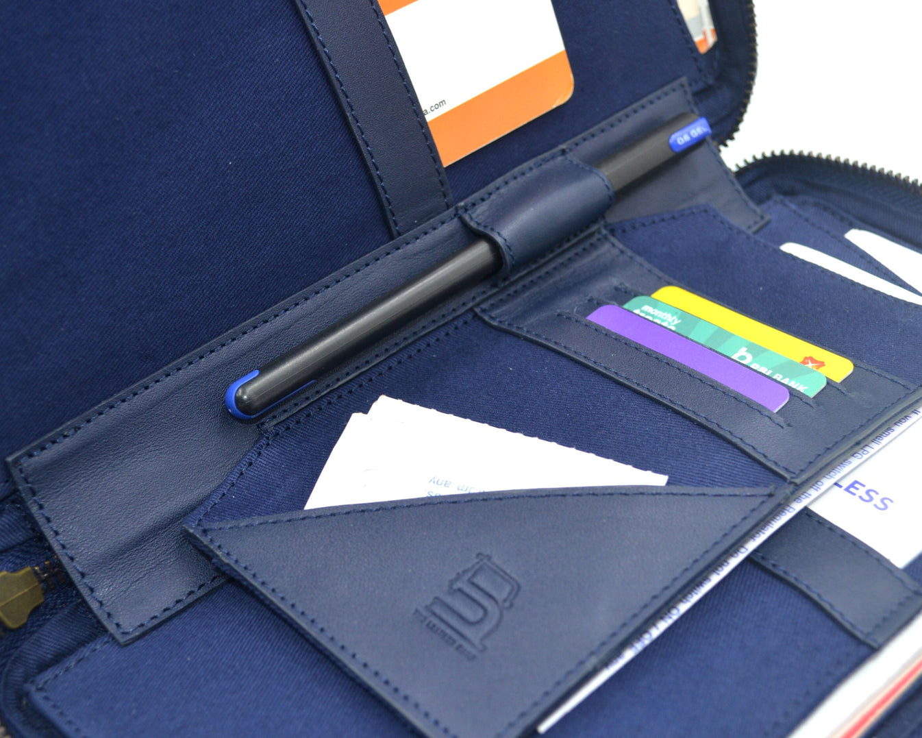 Bank Organiser - Blue (Full Leather) – The Leather Chef