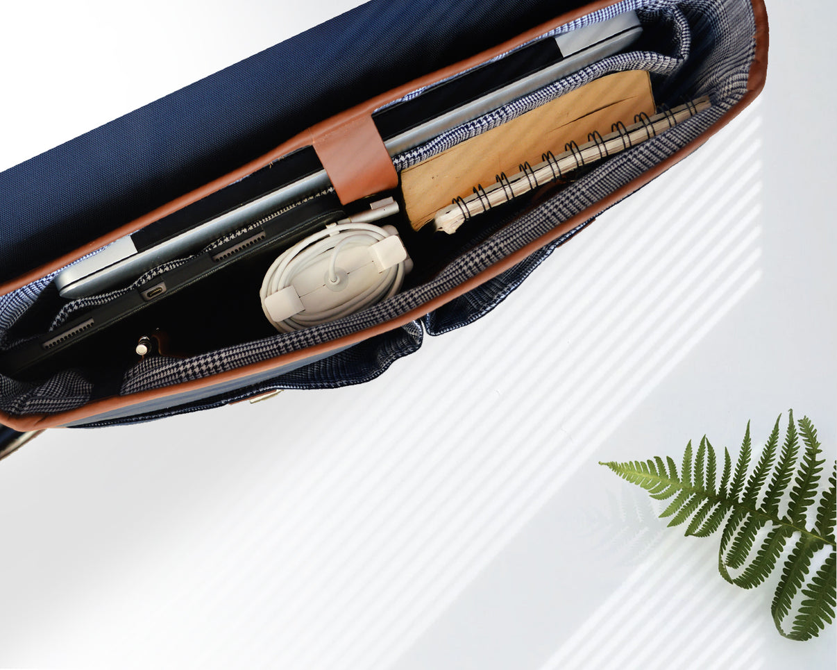 Retro Laptop Bag - Blue – The Leather Chef